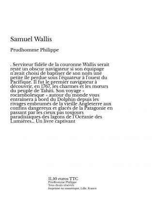 Samuel Wallis - PRUDHOMME PHILIPPE
